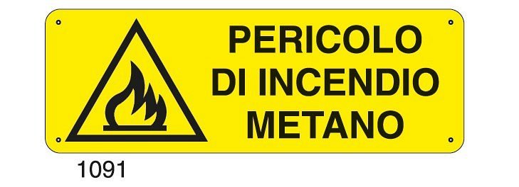Pericolo di incendio metano - A - PVC adesivo 350x125 mm Victualia™