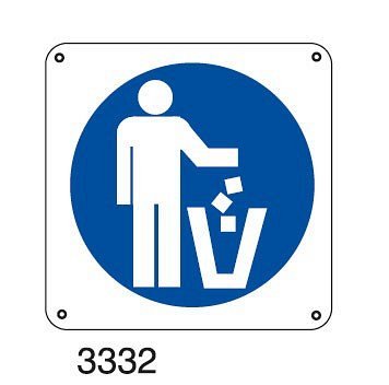 Obbligo gettare rifiuti nel cestino - B - PVC adesivo 165x165 mm Victualia™