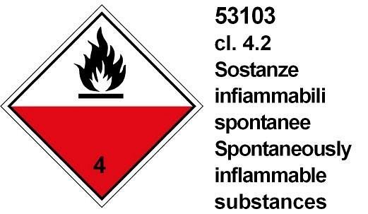 Sostanze infiammabili spontanee cl 4.2 - A - PVC adesivo - 100x100 mm ...