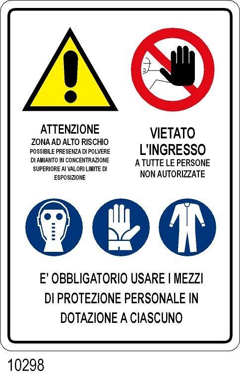 Zona alto rischi Amianto - A - Alluminio - 330x500 mm. Victualia™